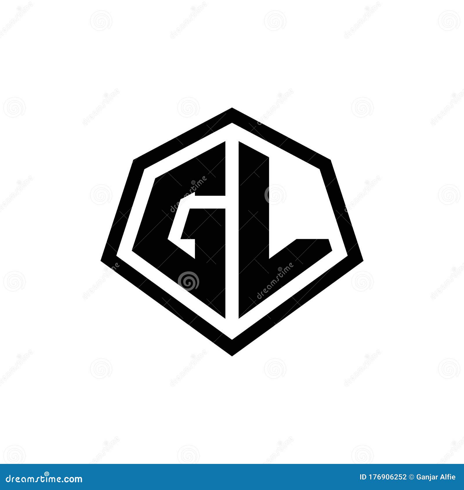 GL Monogram Logo with Hexagon Shape and Line Rounded Style Design ...
