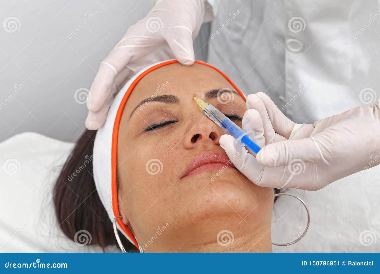 Glabella Injection stock image. Image of aesthetic, lady - 150786851