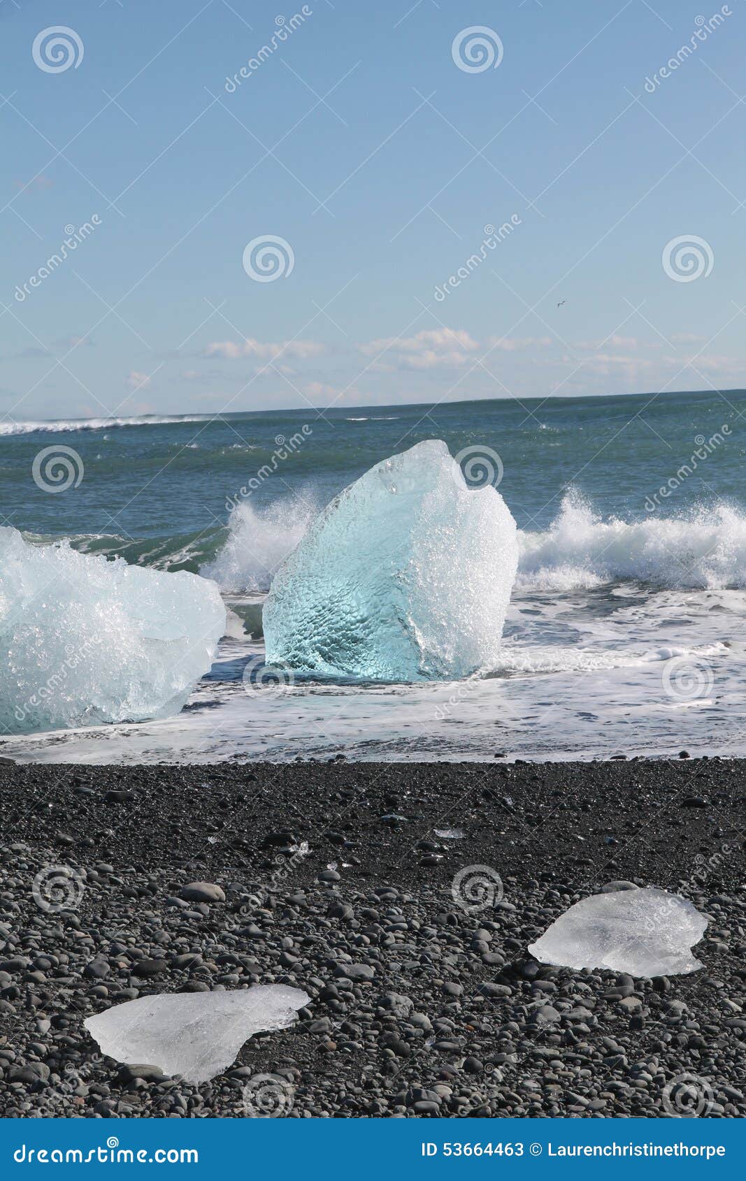 Glacial Ice on Black Beach stock image. Image of river - 53664463