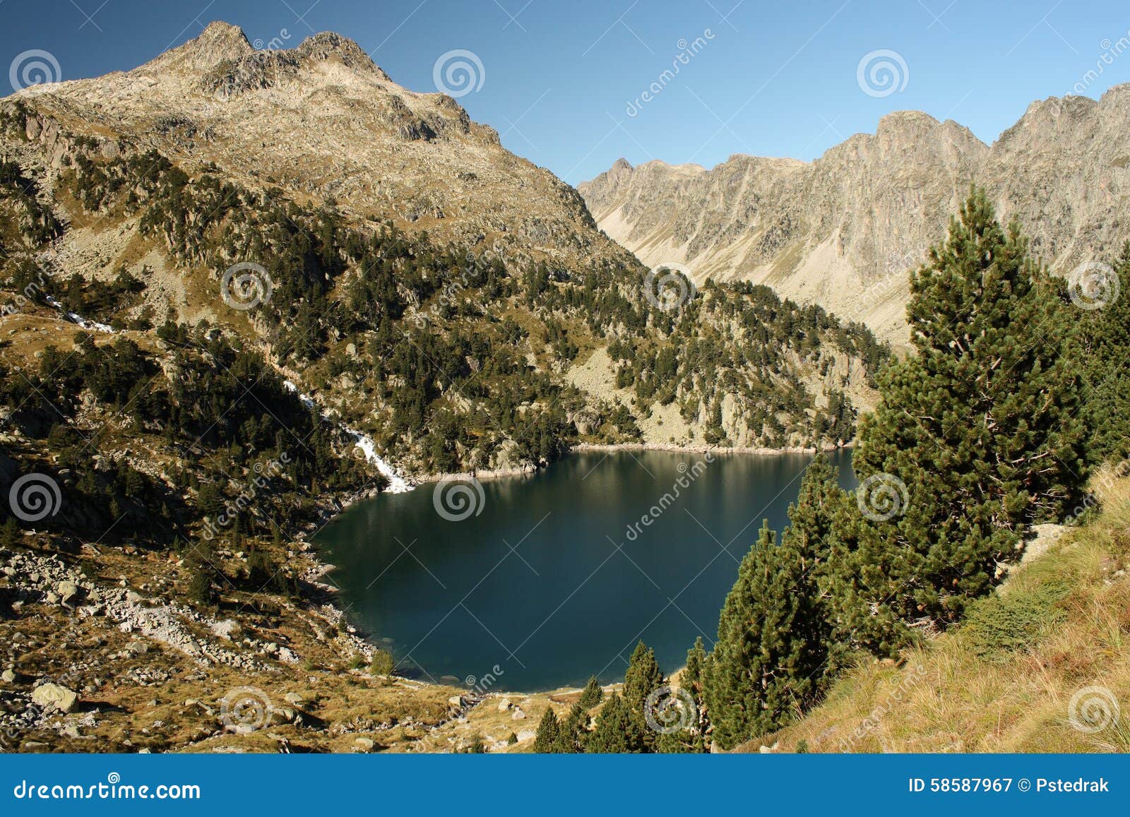 Glacial lake in Pyrenees stock image. Image of glacial - 58587967