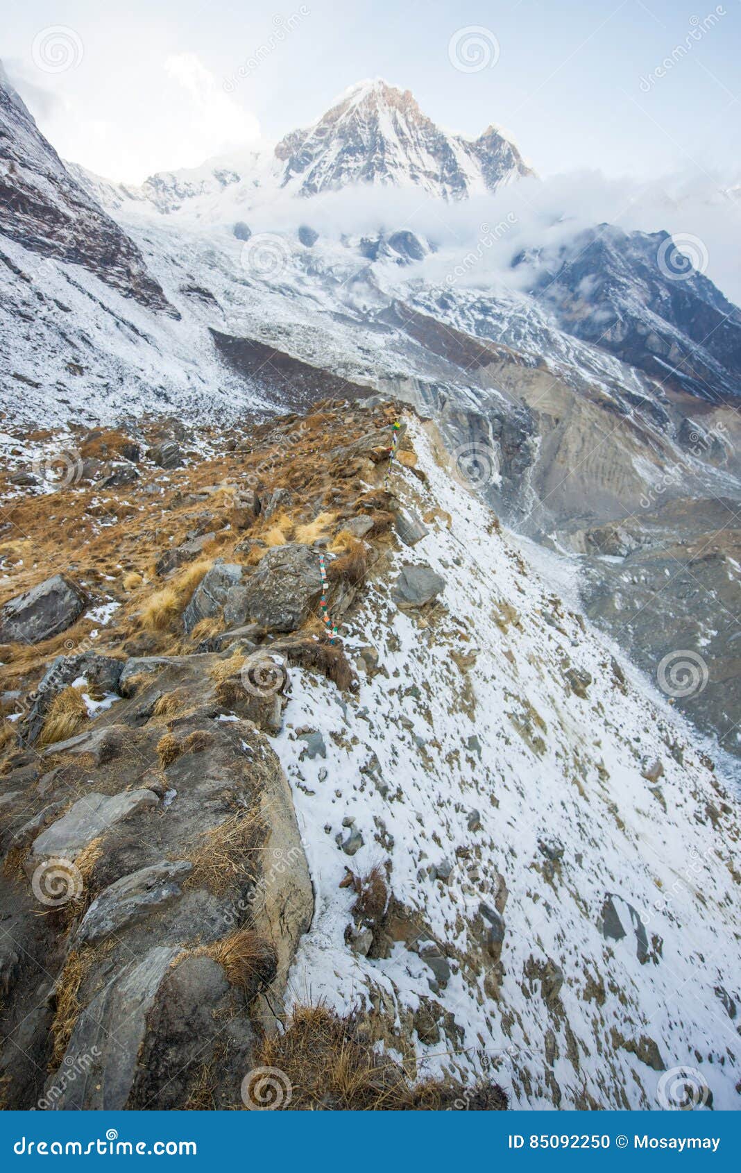 Glacier at Abyss on Mountain Annapurna Base Camp Stock Photo - Image of ...