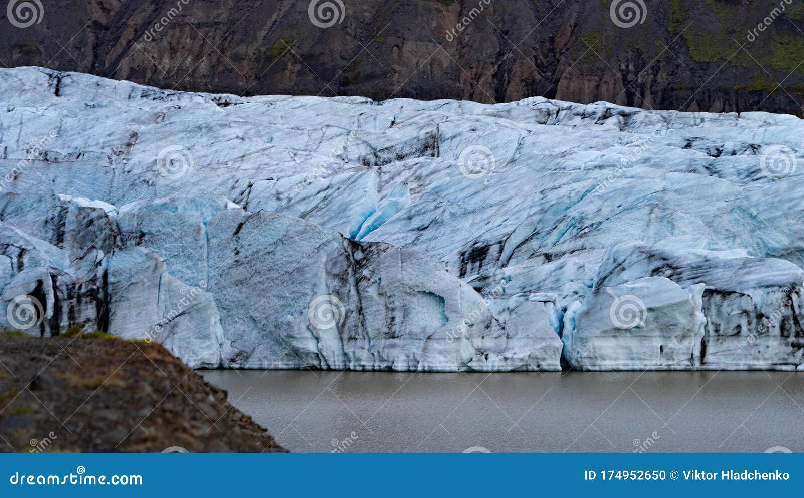 Glacier Details with Ash in the Ice - Iceland Stock Photo - Image of ...