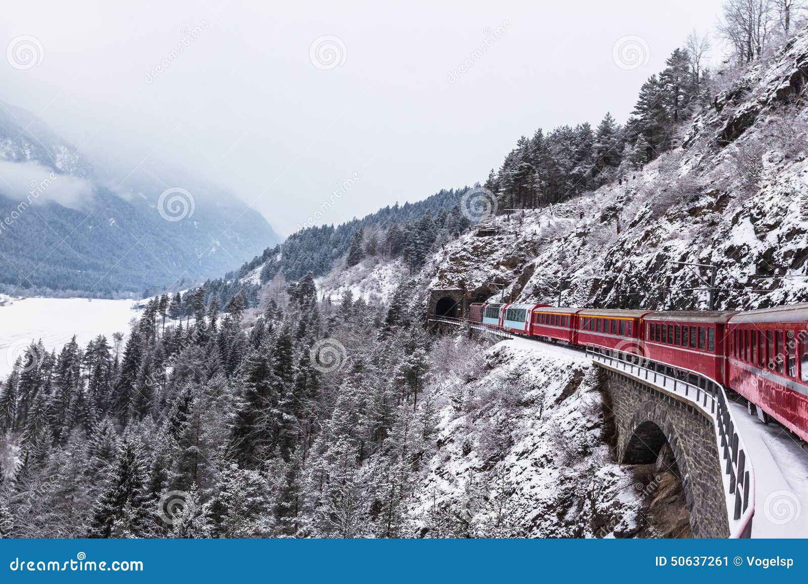 The Glacier Express Train Is Driving Across The Swiss Alps And T ...