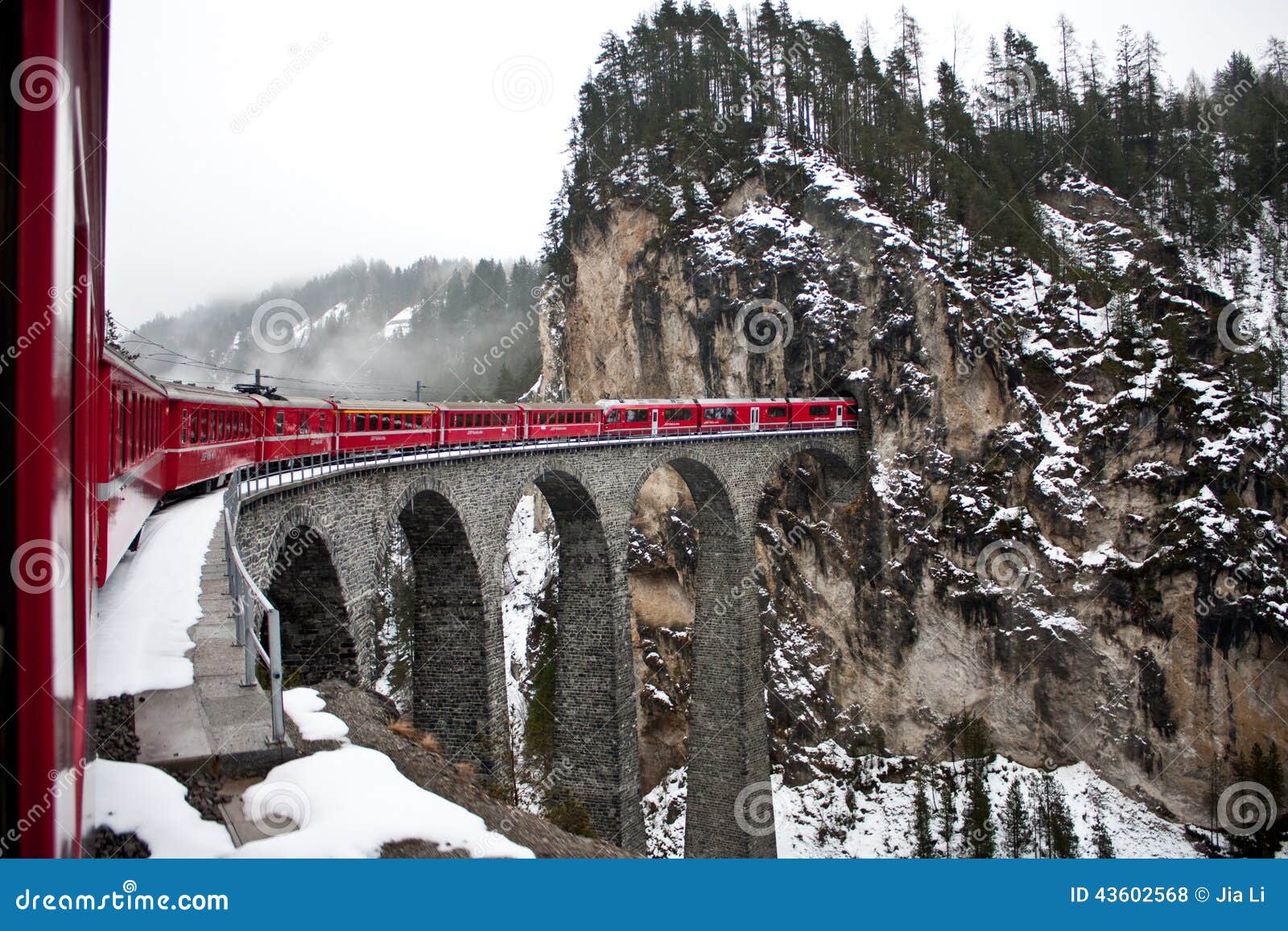 The Glacier Express Train Is Driving Across The Swiss Alps And T ...
