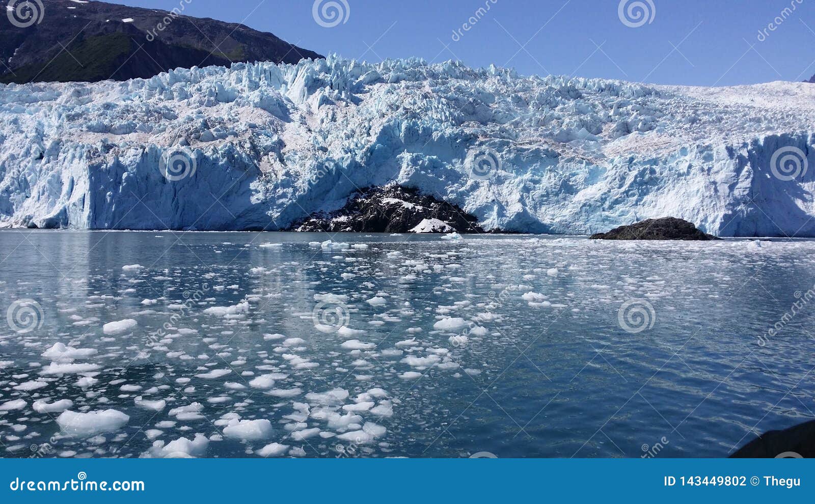 Glacier with Ice Floating in Water Alaska Stock Photo - Image of ...
