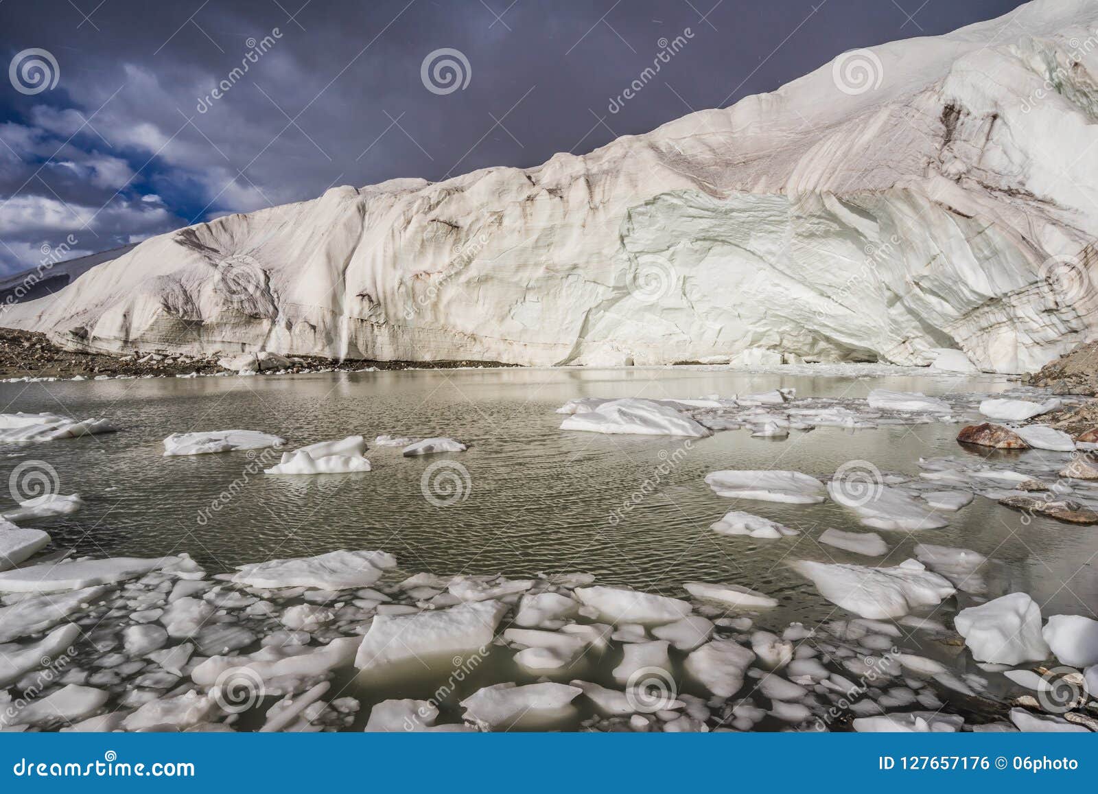 Glacier and Ice Lake in Xinjiang Stock Photo - Image of climate, china ...