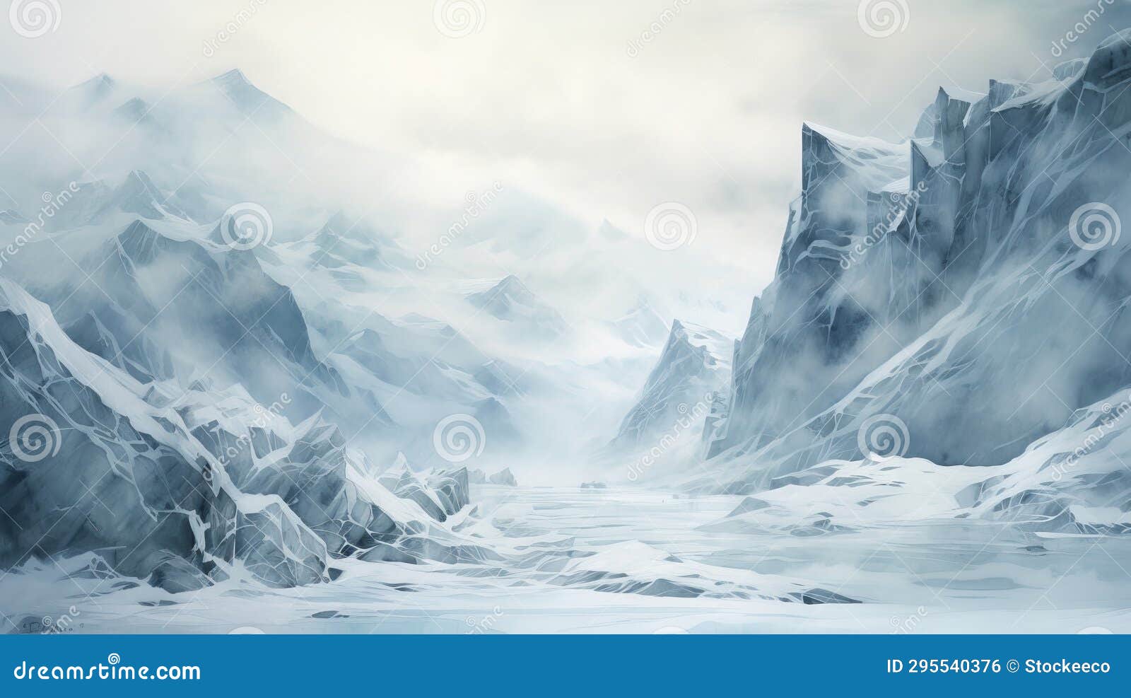 Glacier: an Icy Landscape Artwork for Art Project Stock Illustration ...
