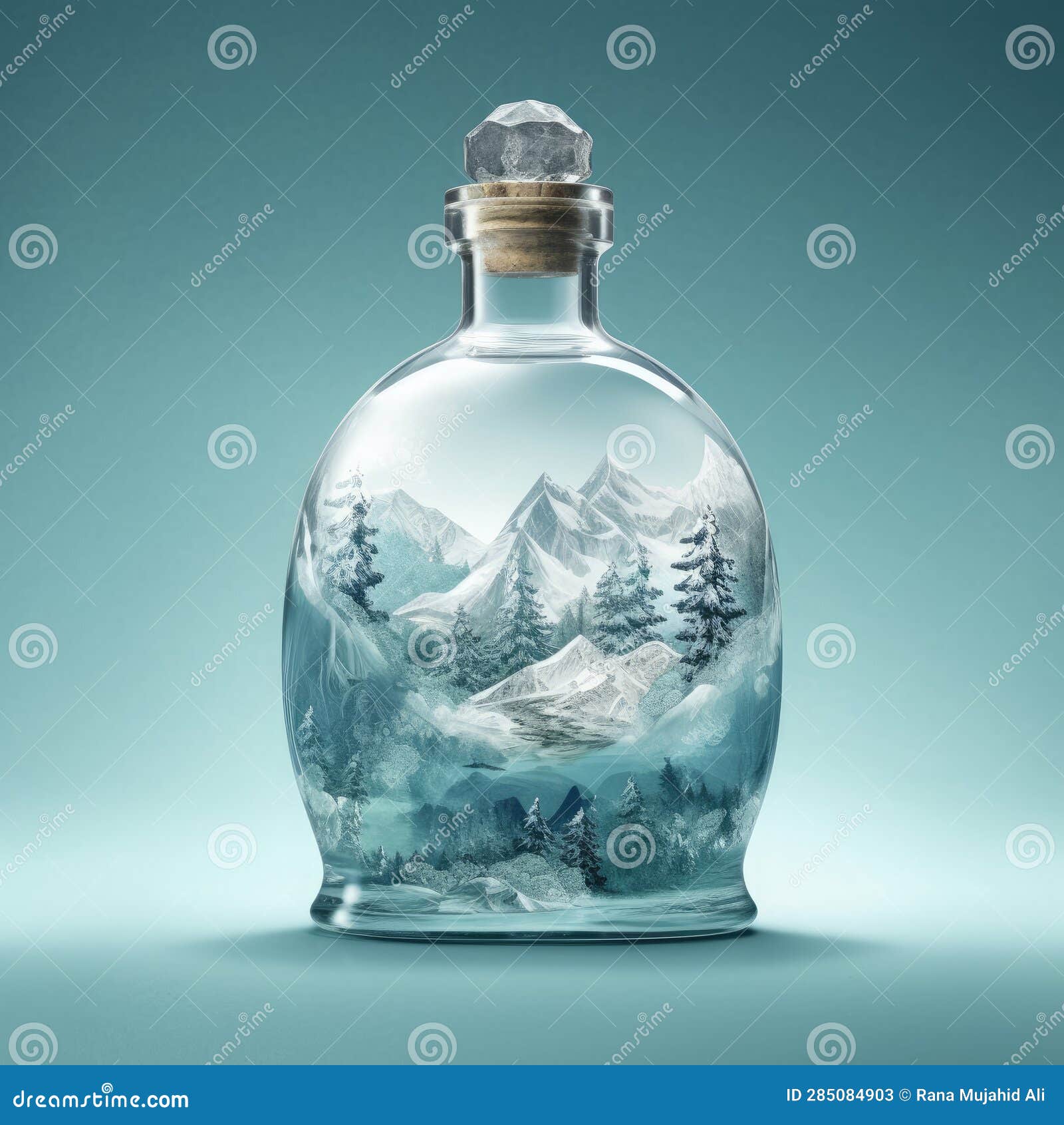 A Glacier Inside a Bottle Surreal Art, AI Generated Stock Image - Image ...
