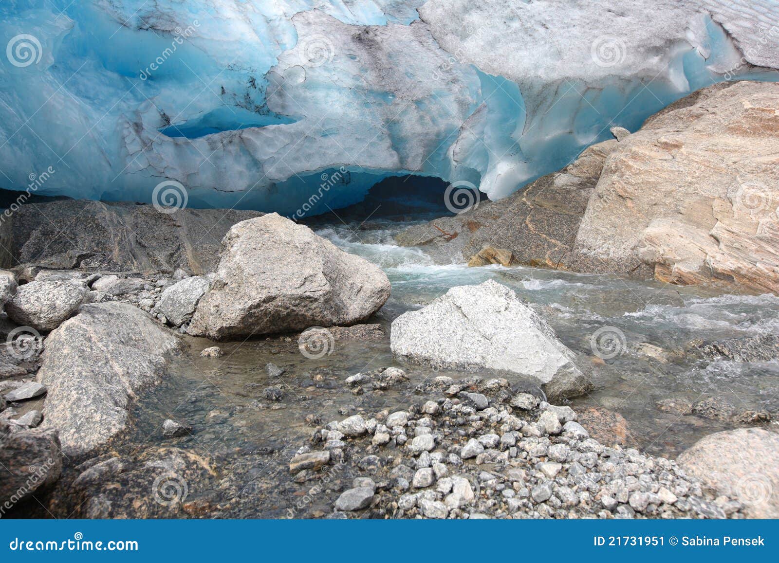 Glacier Melting into the River, Detail Stock Image - Image of crystal ...