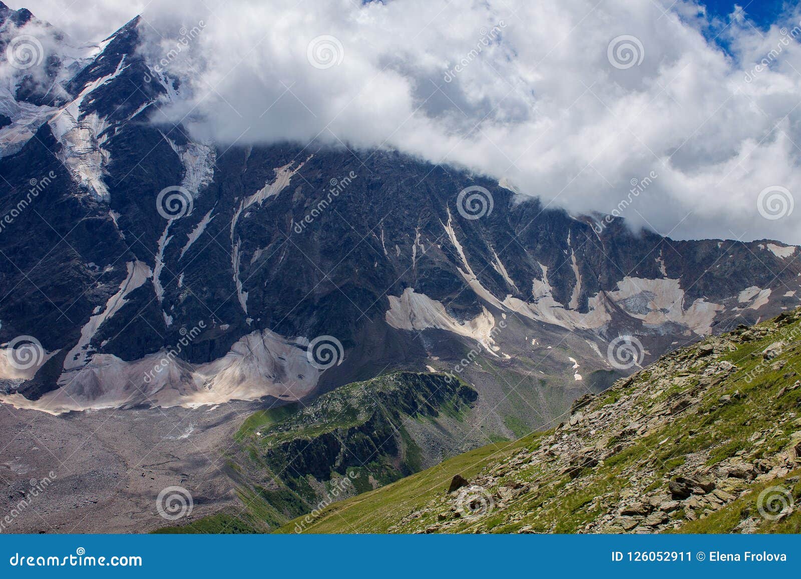 Glacier among the Mountains of the North Caucasus. Stock Image - Image ...