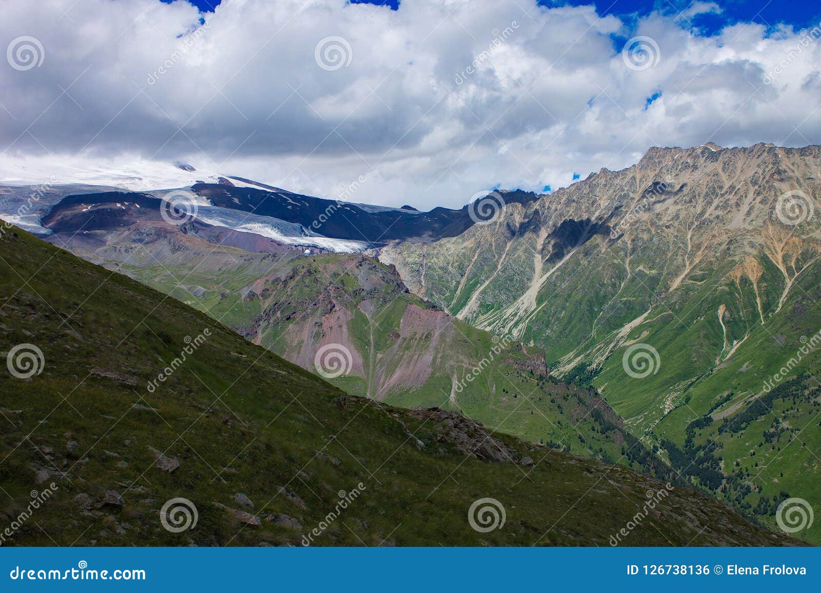 Glacier among the Mountains of the North Caucasus. Stock Photo - Image ...