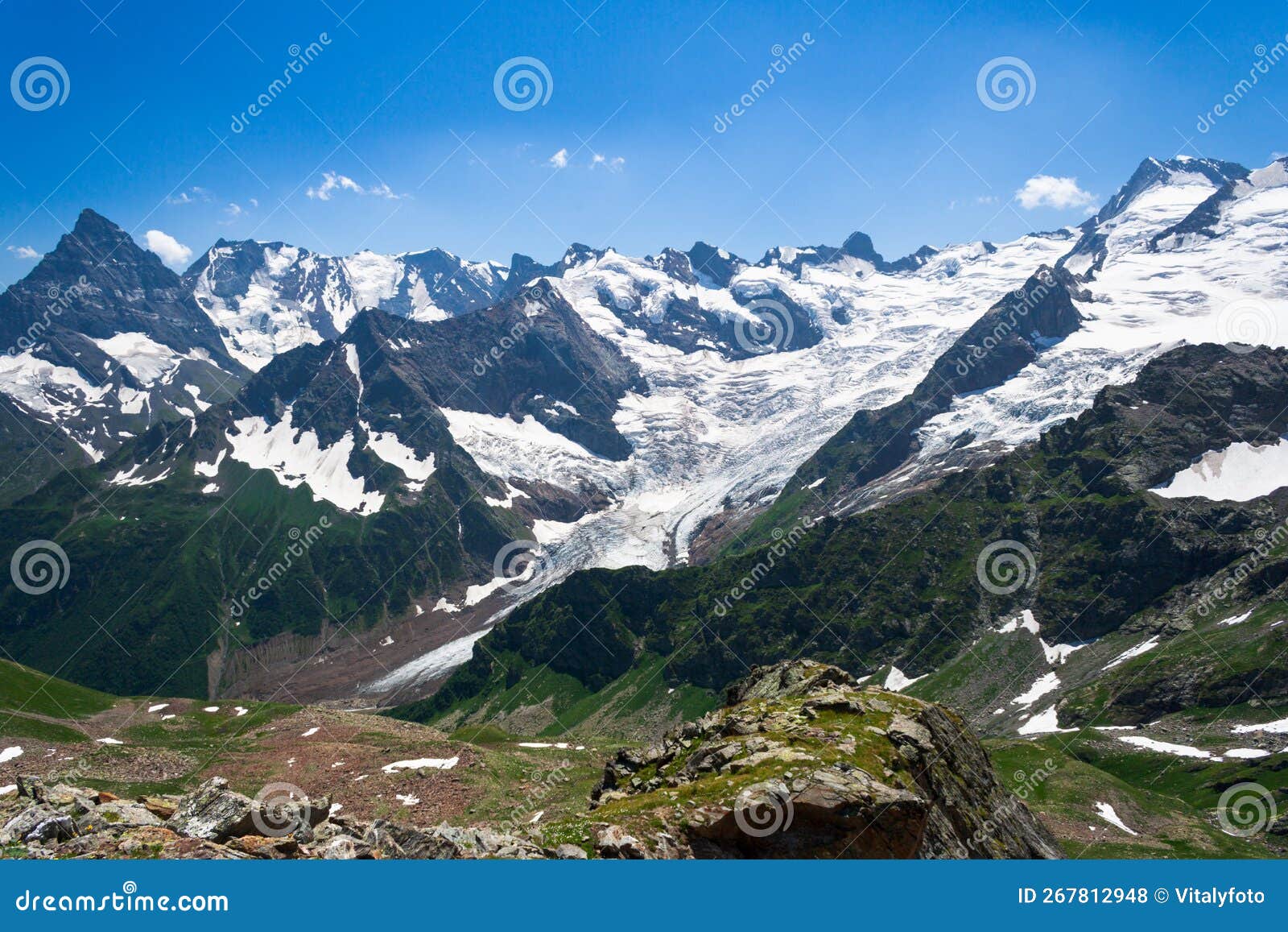 Glacier in the mountains stock photo. Image of caucasus - 267812948