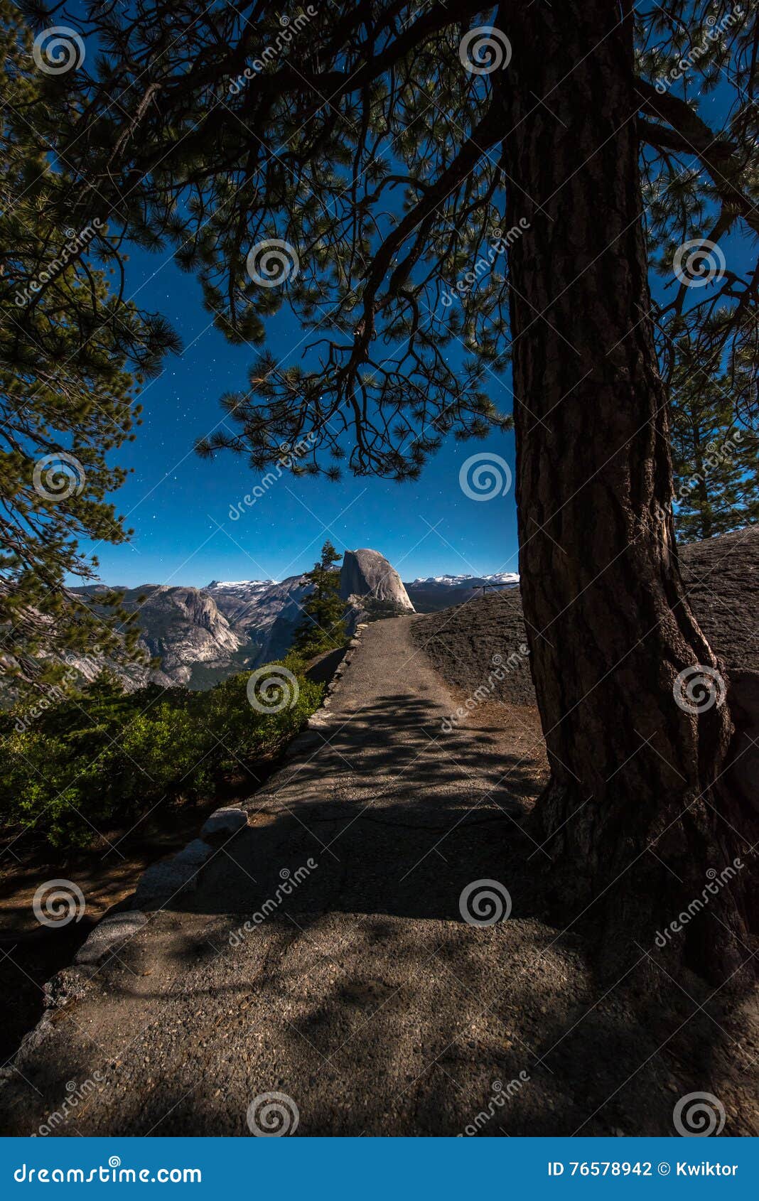 Glacier Point Trail Yosemite at Night Stock Photo - Image of nature ...
