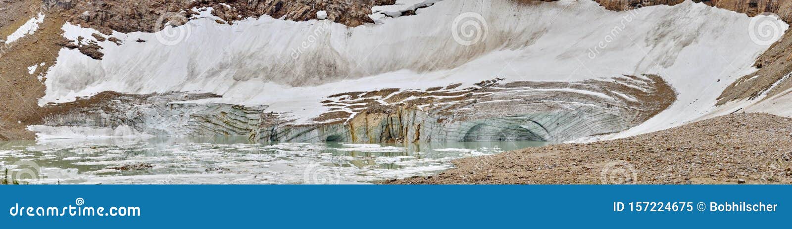 Glacier and Pond at Mount Edith Cavell Stock Image - Image of object ...