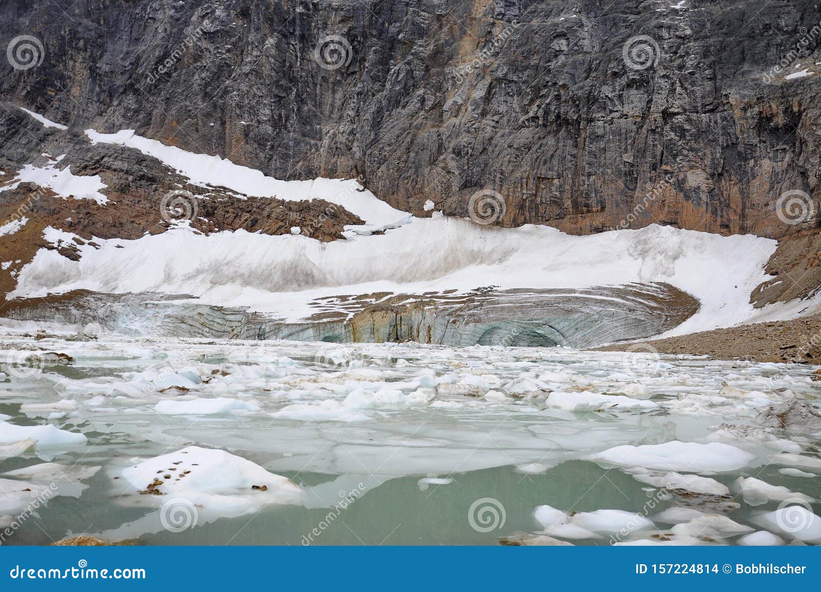 Glacier and Pond at Mount Edith Cavell Stock Photo - Image of cavell ...
