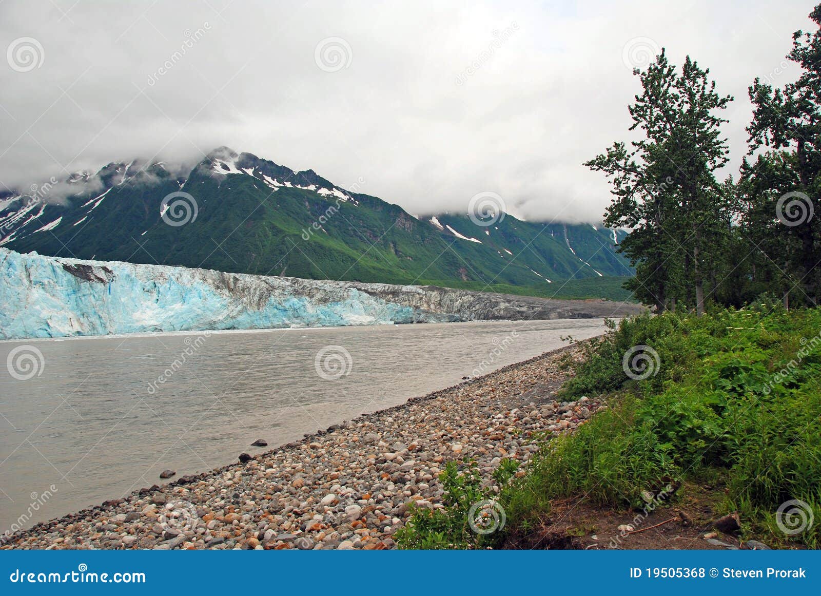 Glacier, River, and Mountains Stock Photo - Image of terminus ...