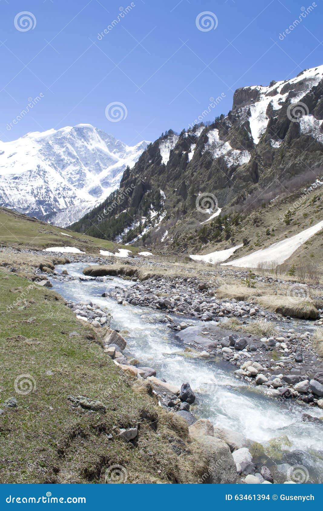 Glacier Seven and Mount Cheget Stock Photo - Image of russia, hiking ...