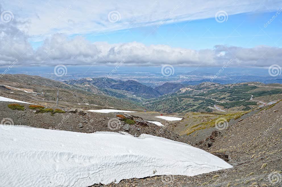 Glacier on the Spring Slope in the Sierra Nevada Stock Image - Image of ...