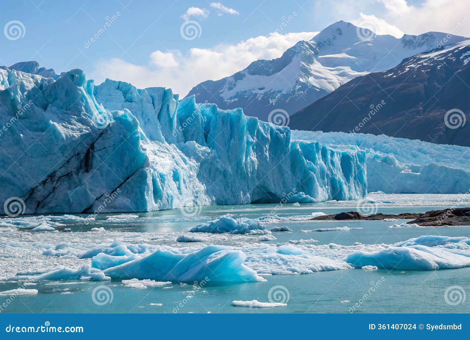 Glacier with Vivid Blue Ice Stock Illustration - Illustration of snow ...