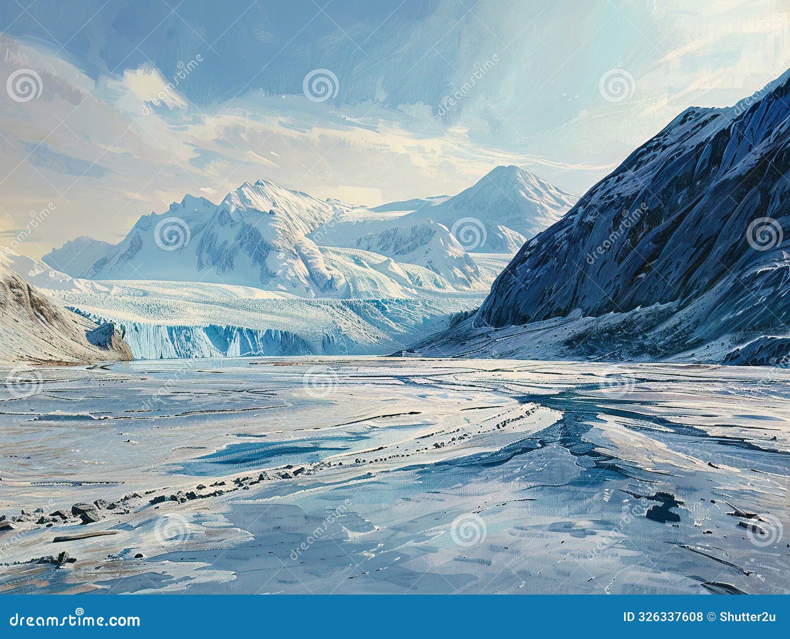 Glaciers Retreating Shyly Pulling Back Their Frozen Veils Exposing the ...