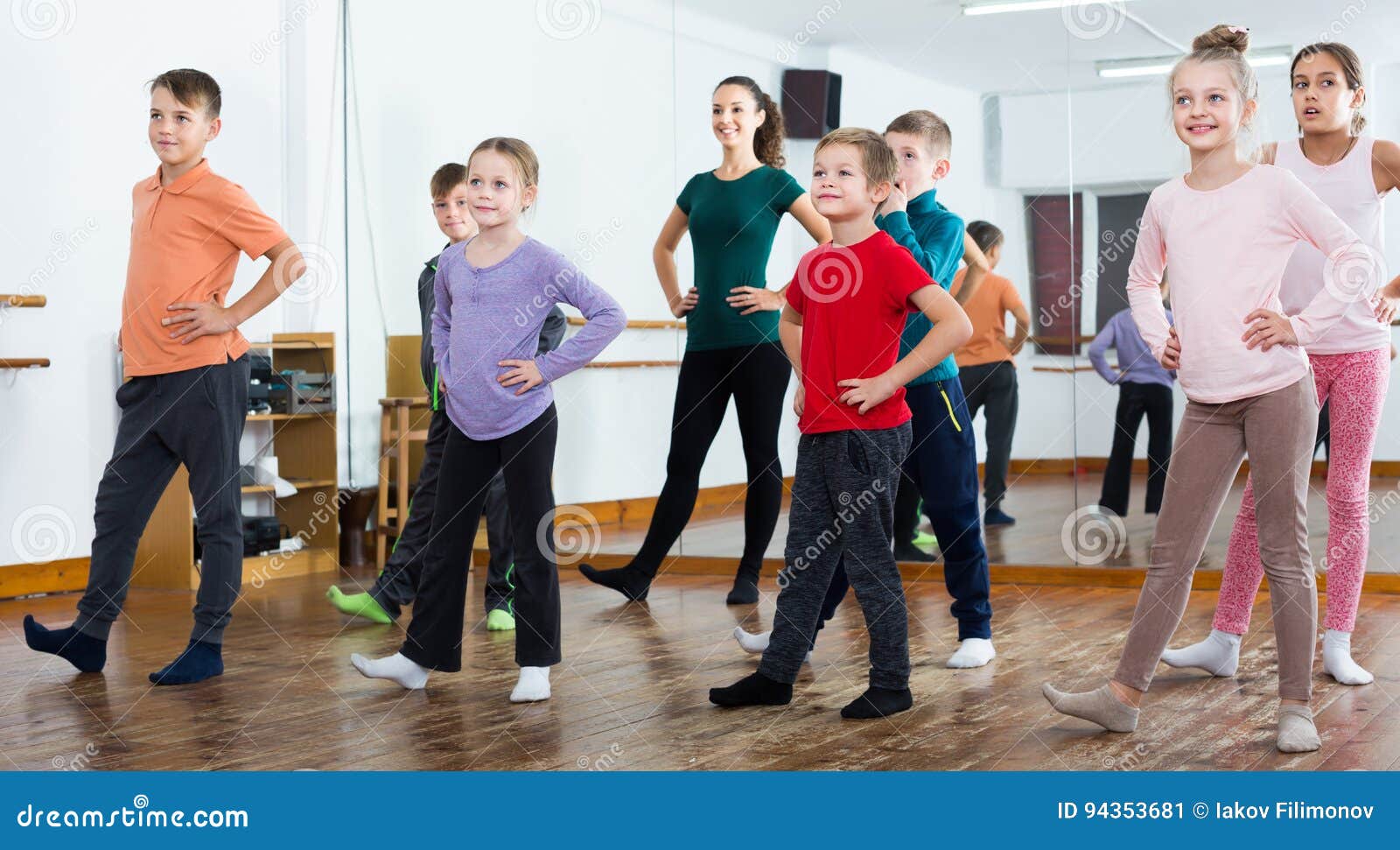 Glad Children Studying Contemp Dance Stock Image - Image of moving ...