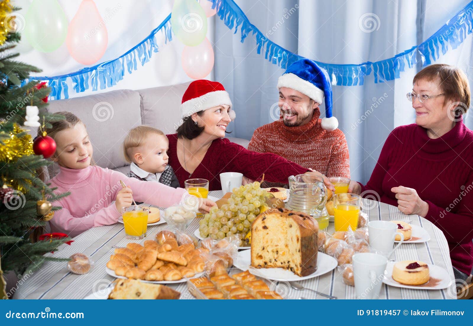 Glad Family Members Making Conversation Stock Image - Image of home ...