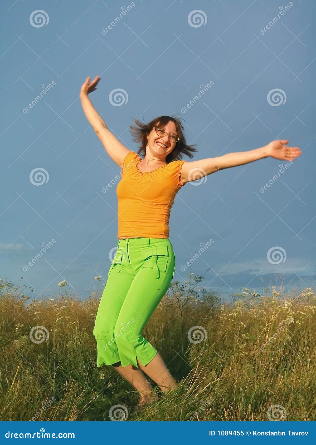 Glad girl stock image. Image of action, enjoyment, leap - 1089455