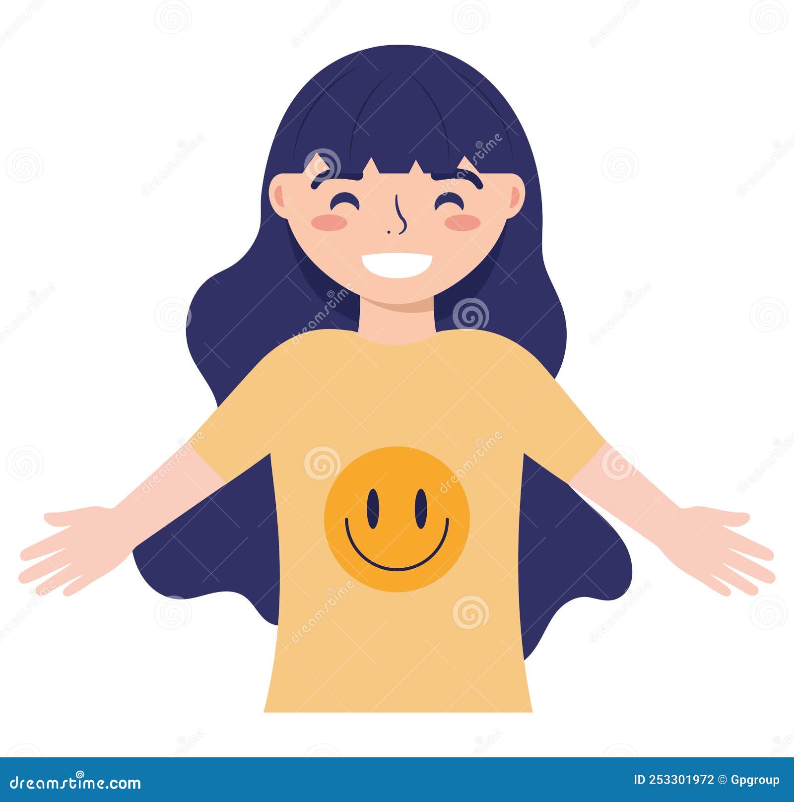 Glad Girl Avatar. Female Emotions. Flat Cartoon Character Isolated On ...