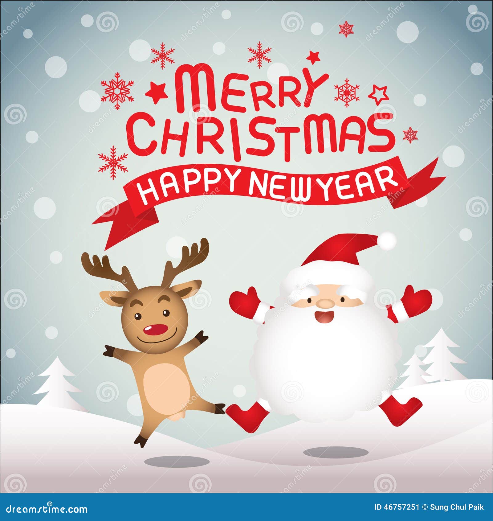 Glad Jul, Santa Claus Och Rudolph Stock Illustrationer - Illustration ...