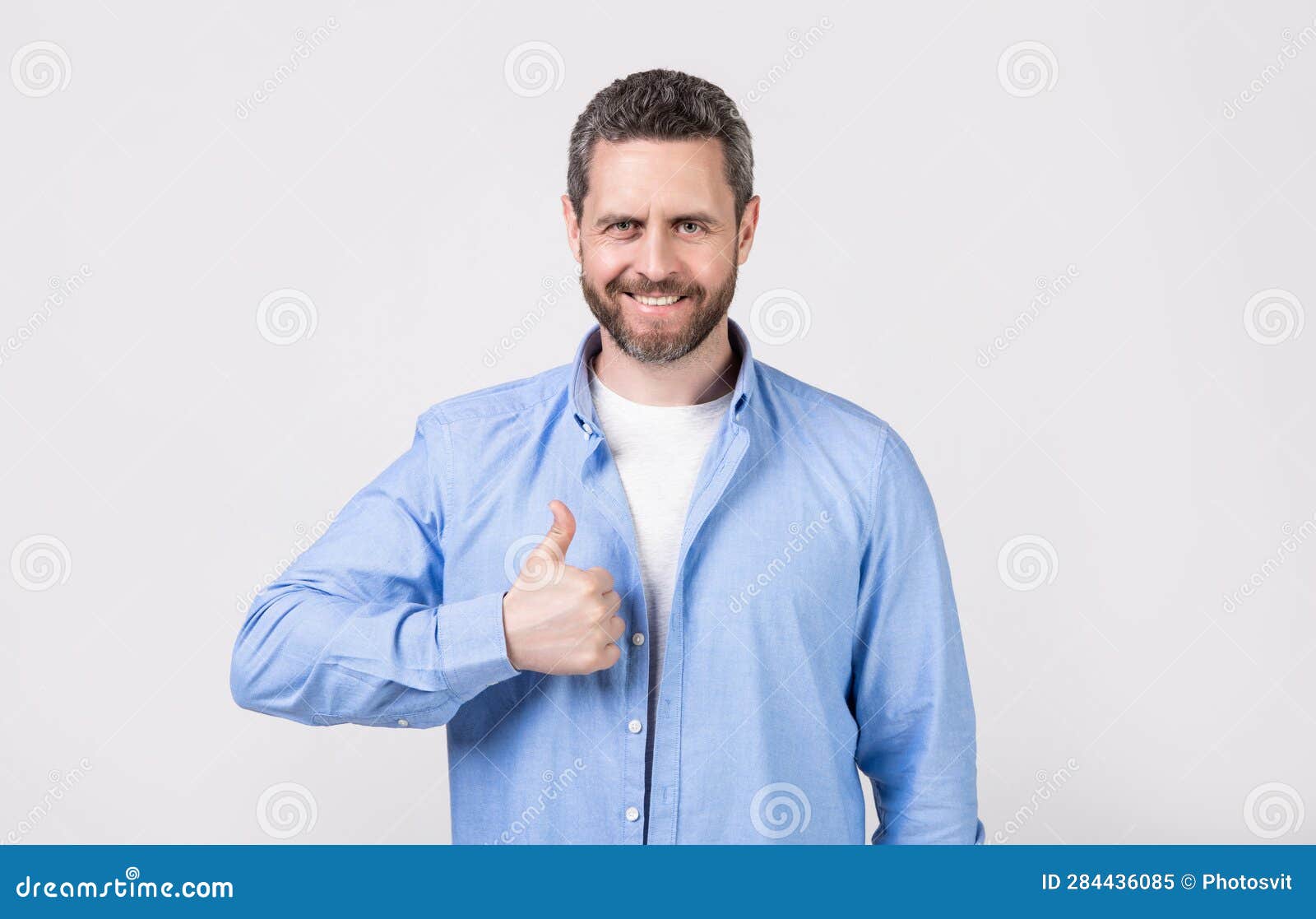 Glad Man Approving with Approve Gesture Isolated on Grey. Approving Man ...
