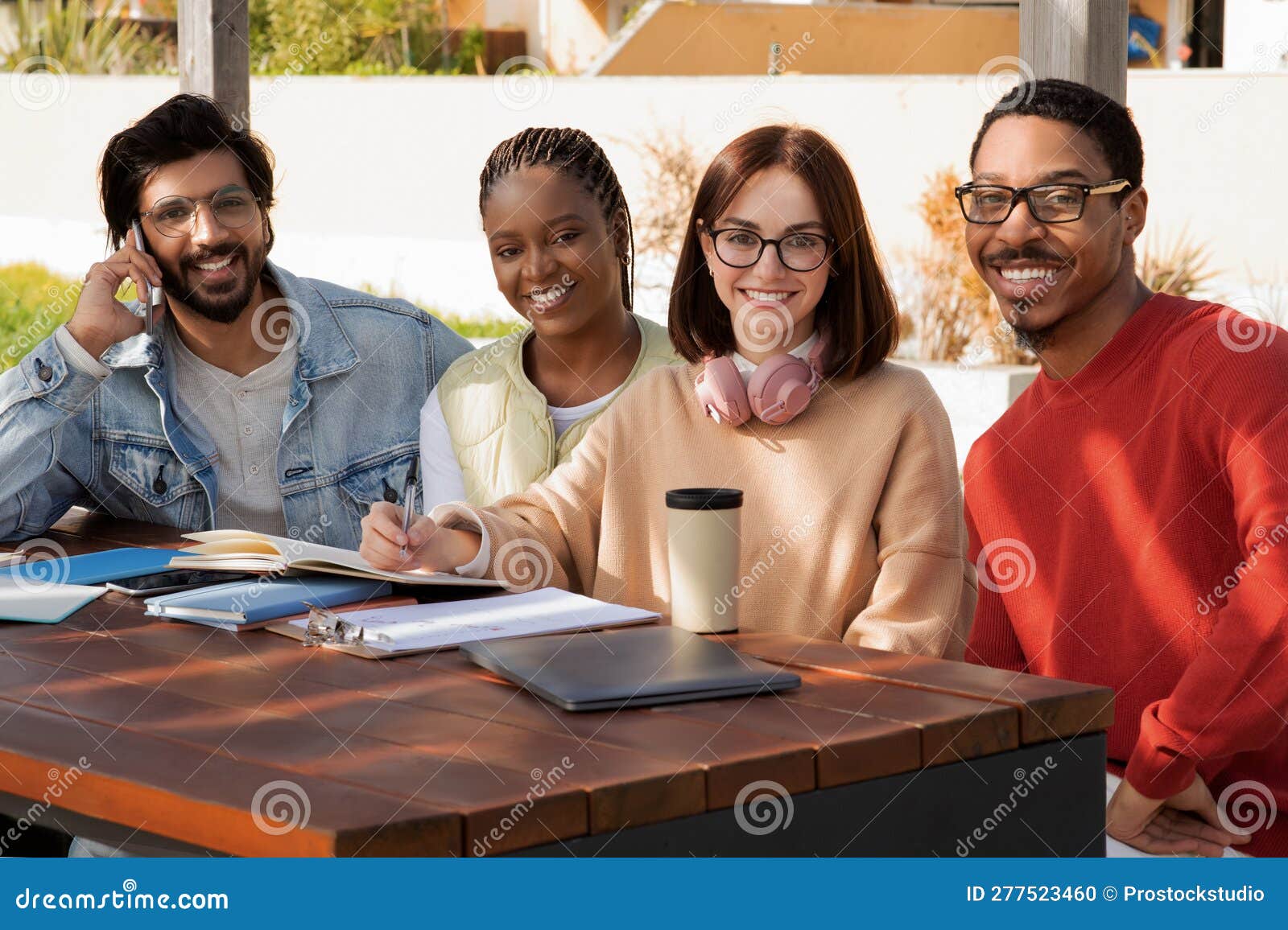 Glad Multiethnic Millennial Students Study and Prepare Project Together ...