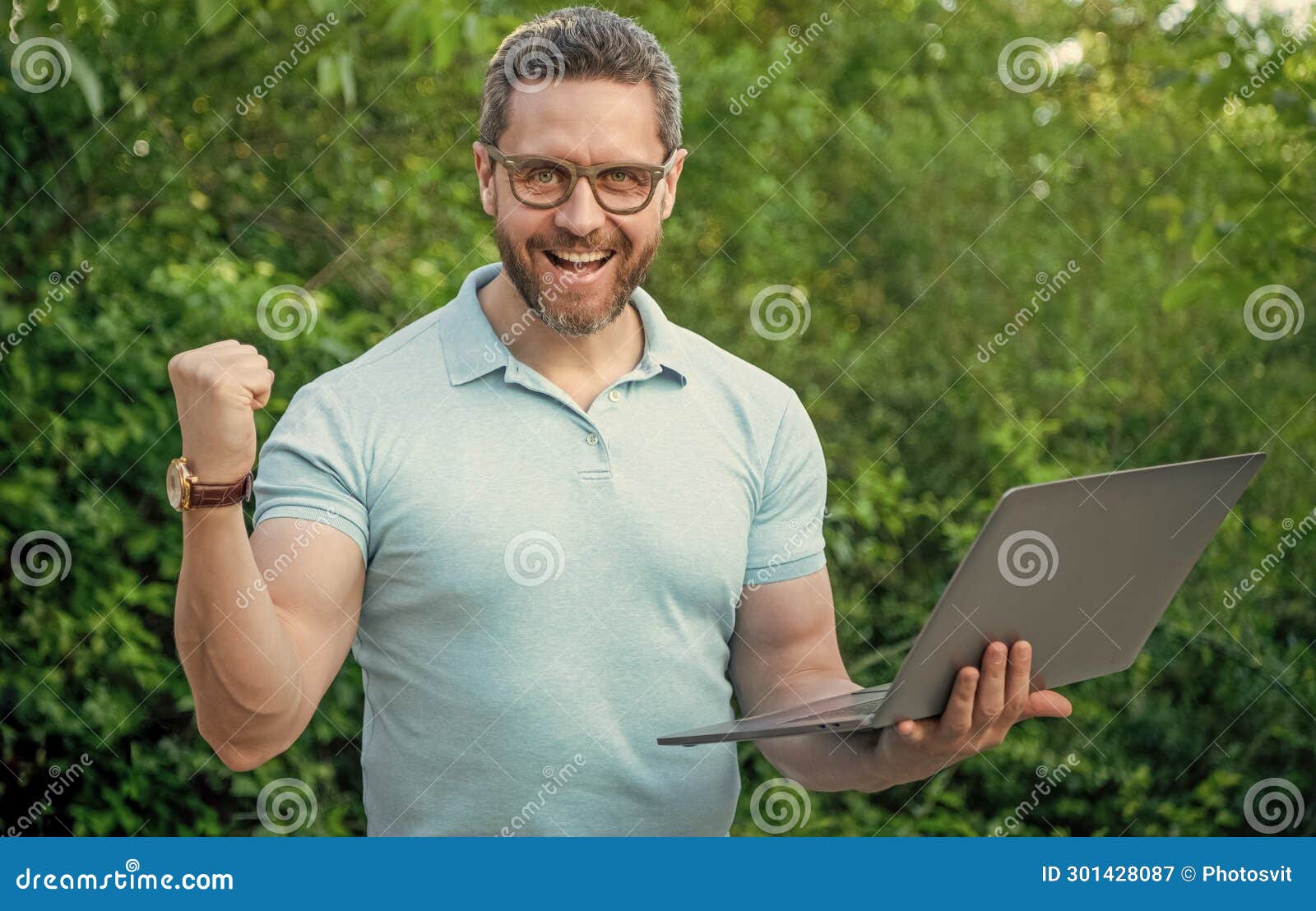 Glad Programmer Man Online Outdoor. Programmer Man Working Online on ...