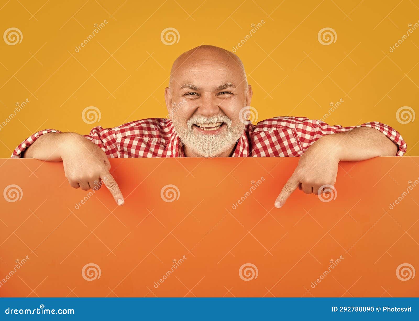 Glad Senior Man with Copy Space on Blank Banner. Advertisement Stock ...