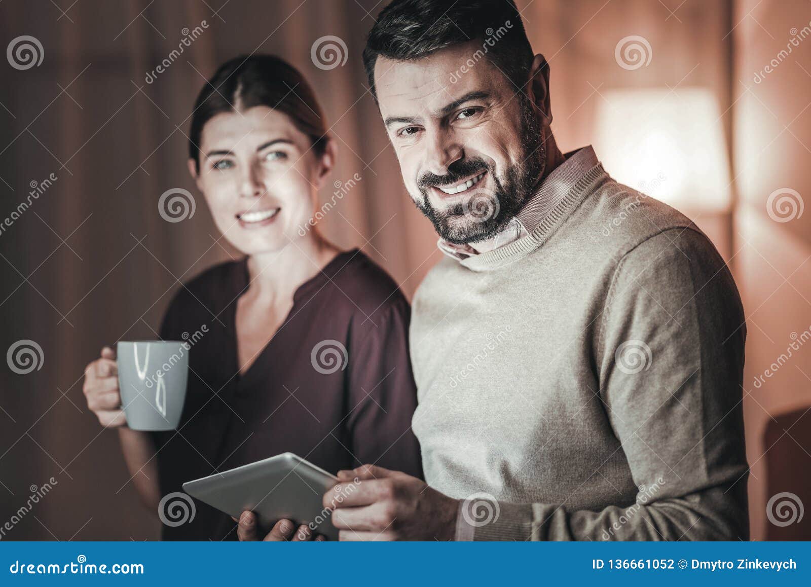 Glad Two Colleagues Answering Email Stock Photo - Image of employee ...