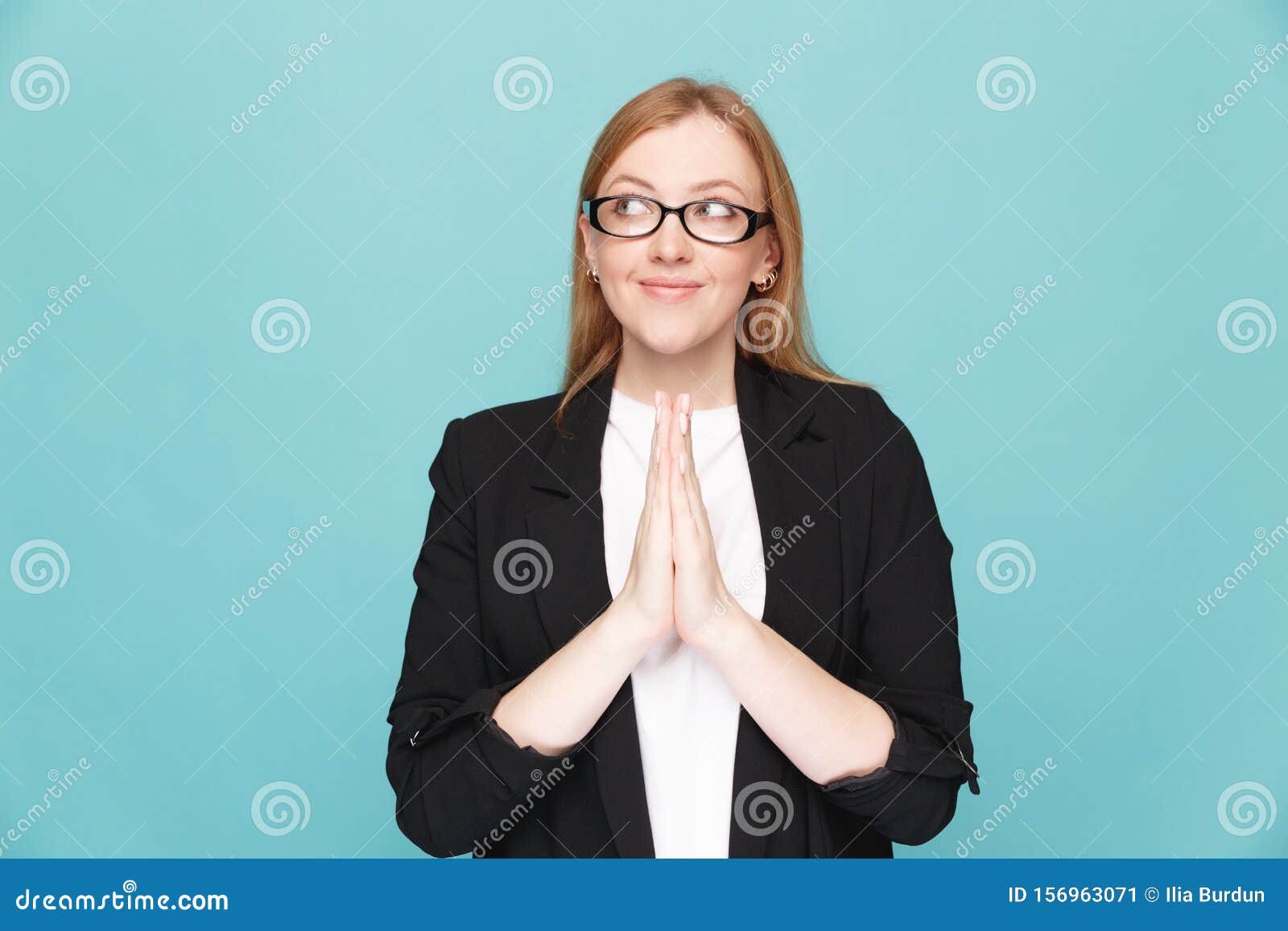 Glad Woman in Asking Pose Isolated. Stock Image - Image of passive ...