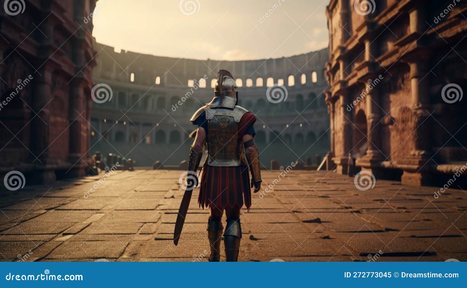 Gladiator. Ancient Roman Colosseum in Rome. Generative Ai Stock ...