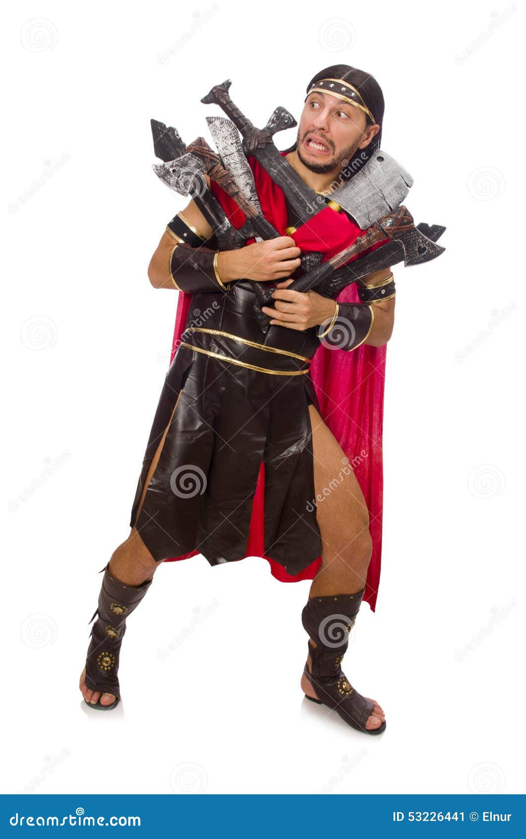 Gladiator with Armament Isolated on White Stock Image - Image of ...