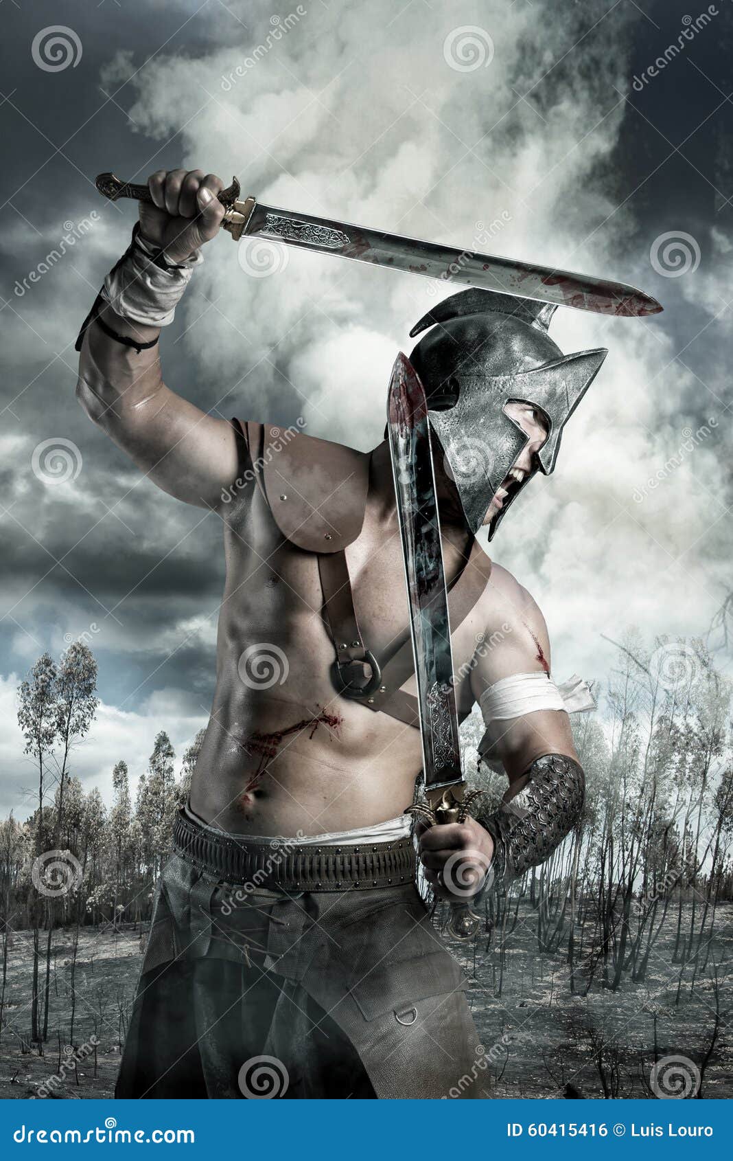 Gladiator in a battle stock photo. Image of combat, amphitheater - 60415416