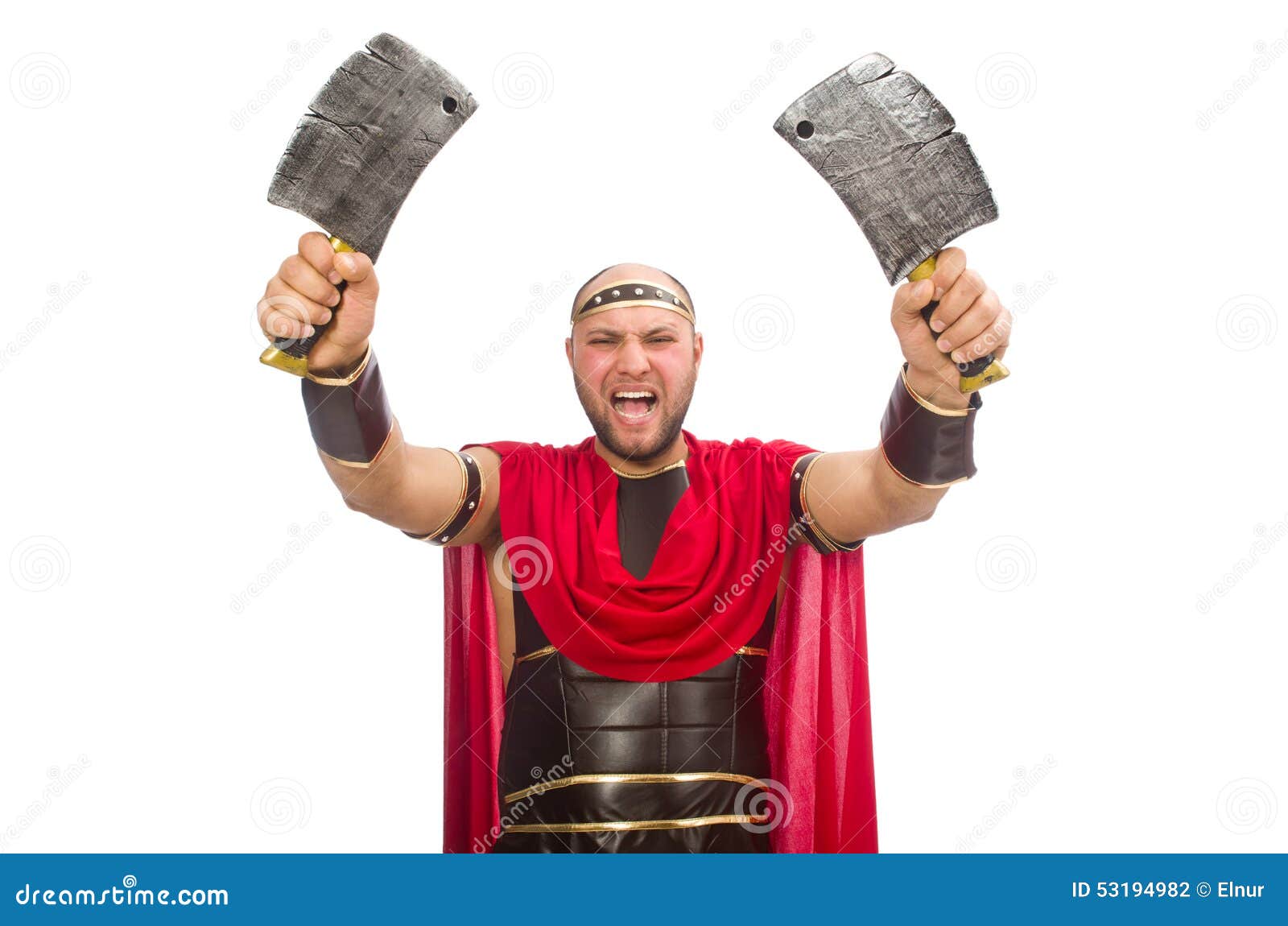 Gladiator with Butcher S Knife Isolated on White Stock Photo - Image of ...