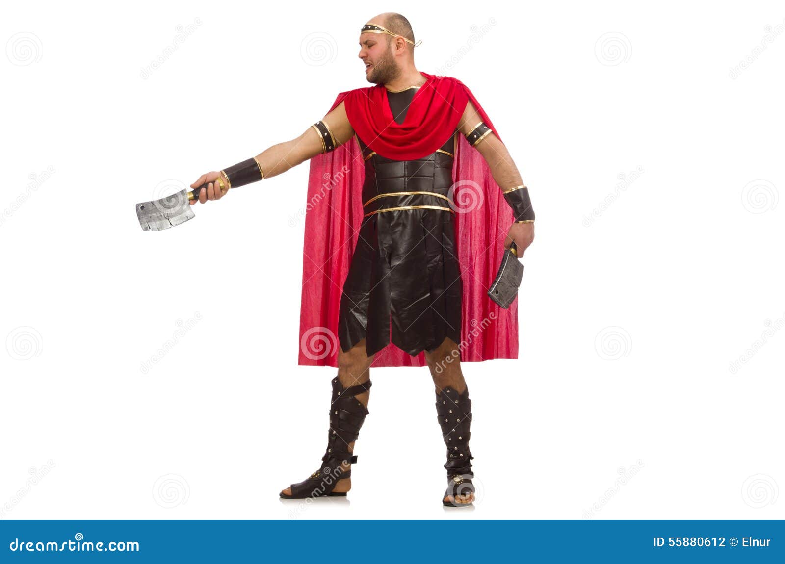 Gladiator with Butcher S Knife Isolated on White Stock Photo - Image of ...