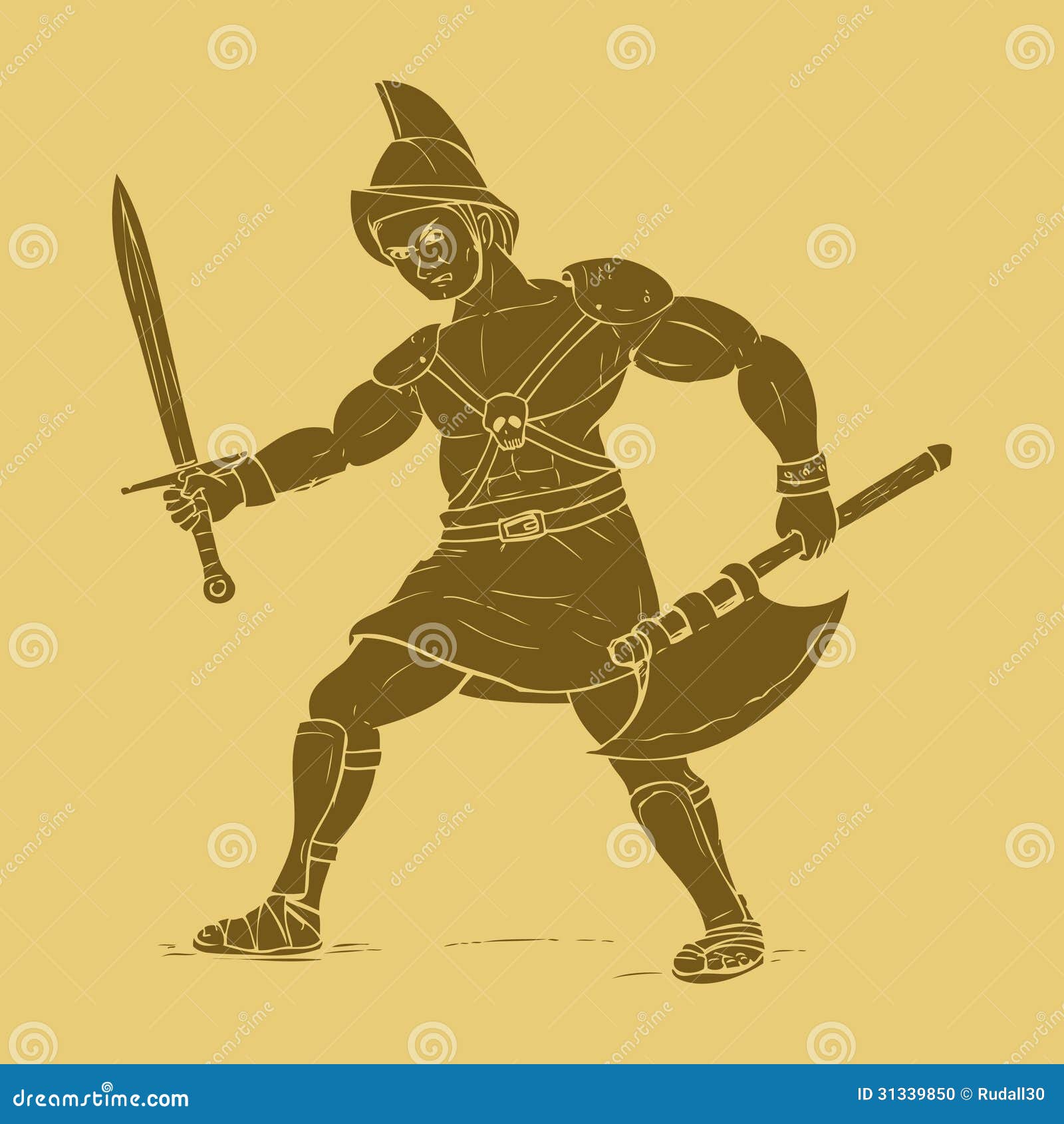 Gladiator stock vector. Illustration of historical, engraving - 31339850