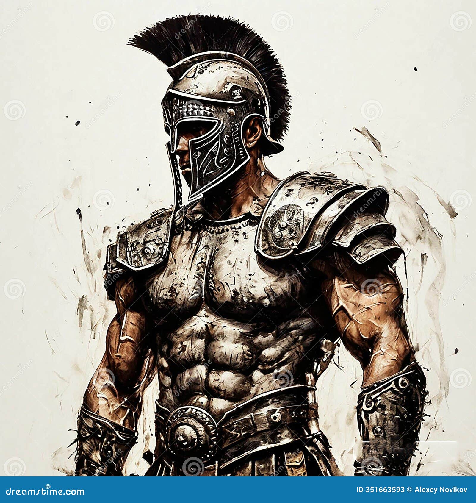 Gladiator drawing stock illustration. Illustration of cartoon - 351663593