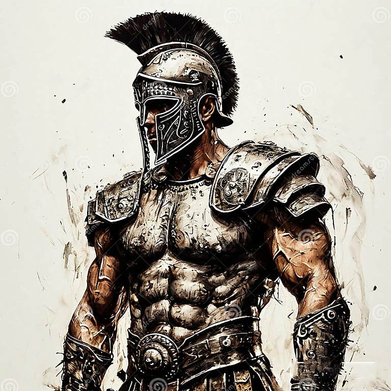 Gladiator drawing stock illustration. Illustration of cartoon - 351663593