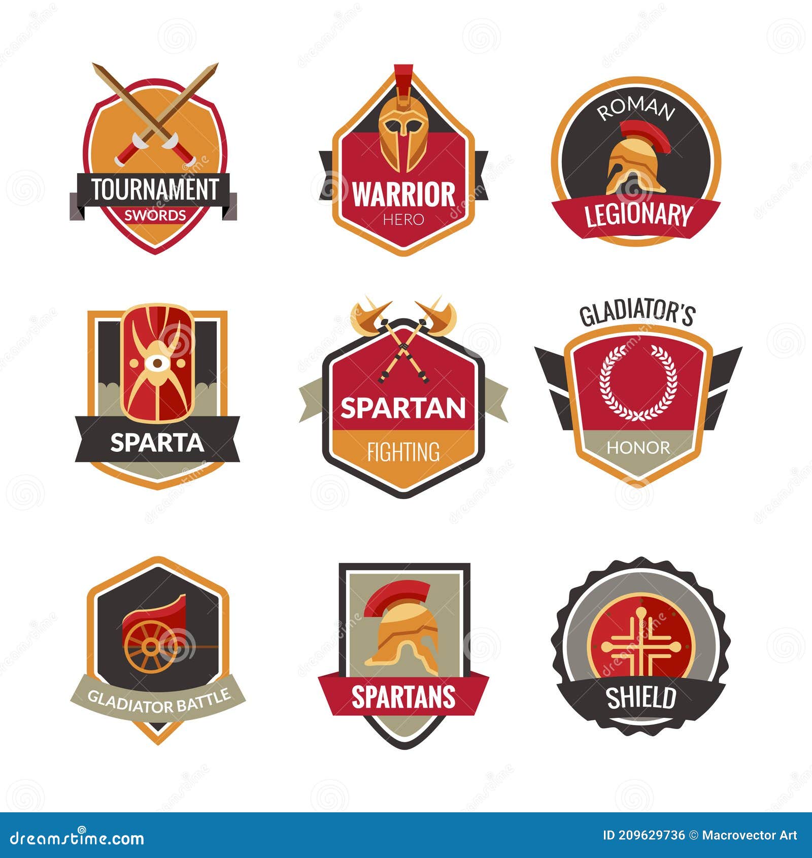 Gladiator Emblems Set Cartoon Vector | CartoonDealer.com #62847617