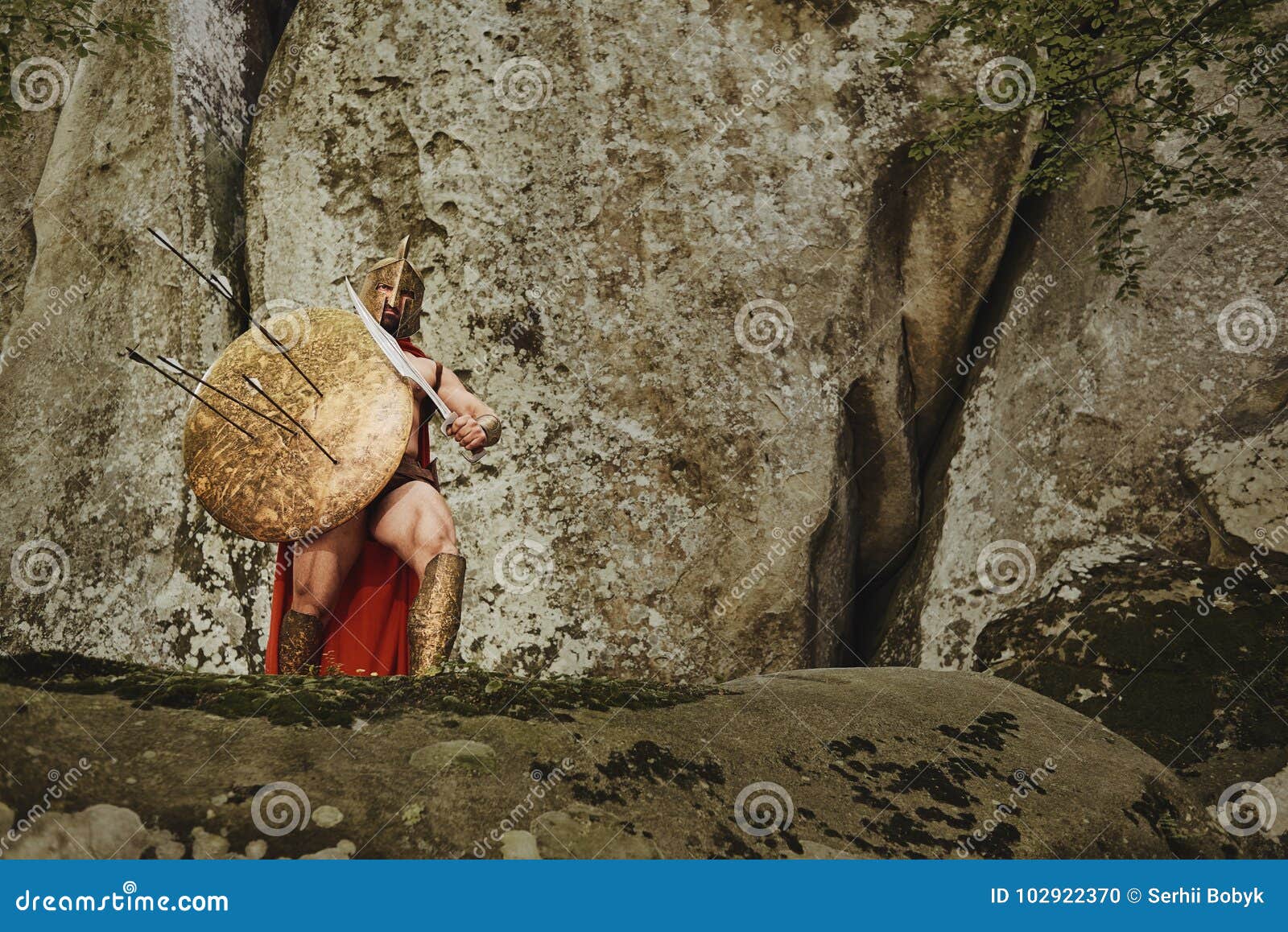 Gladiator Fighting on Rocks Stock Photo - Image of freedom, rage: 102922370