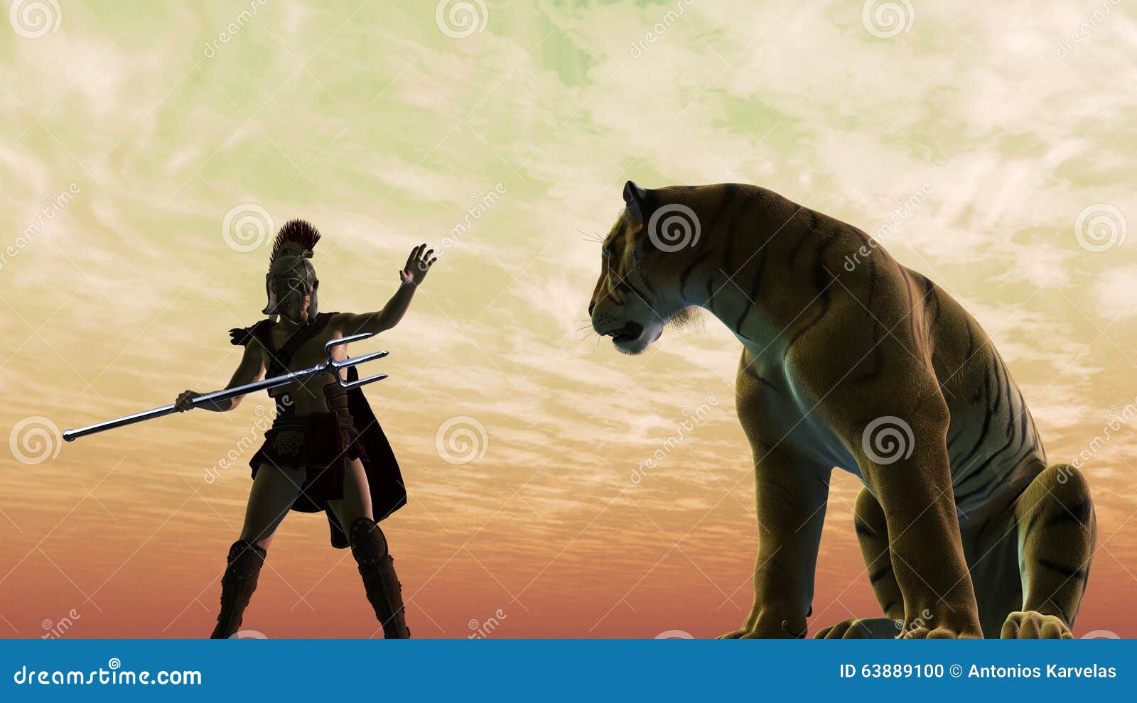 Gladiator Fighting With A Tiger Stock Photography | CartoonDealer.com ...