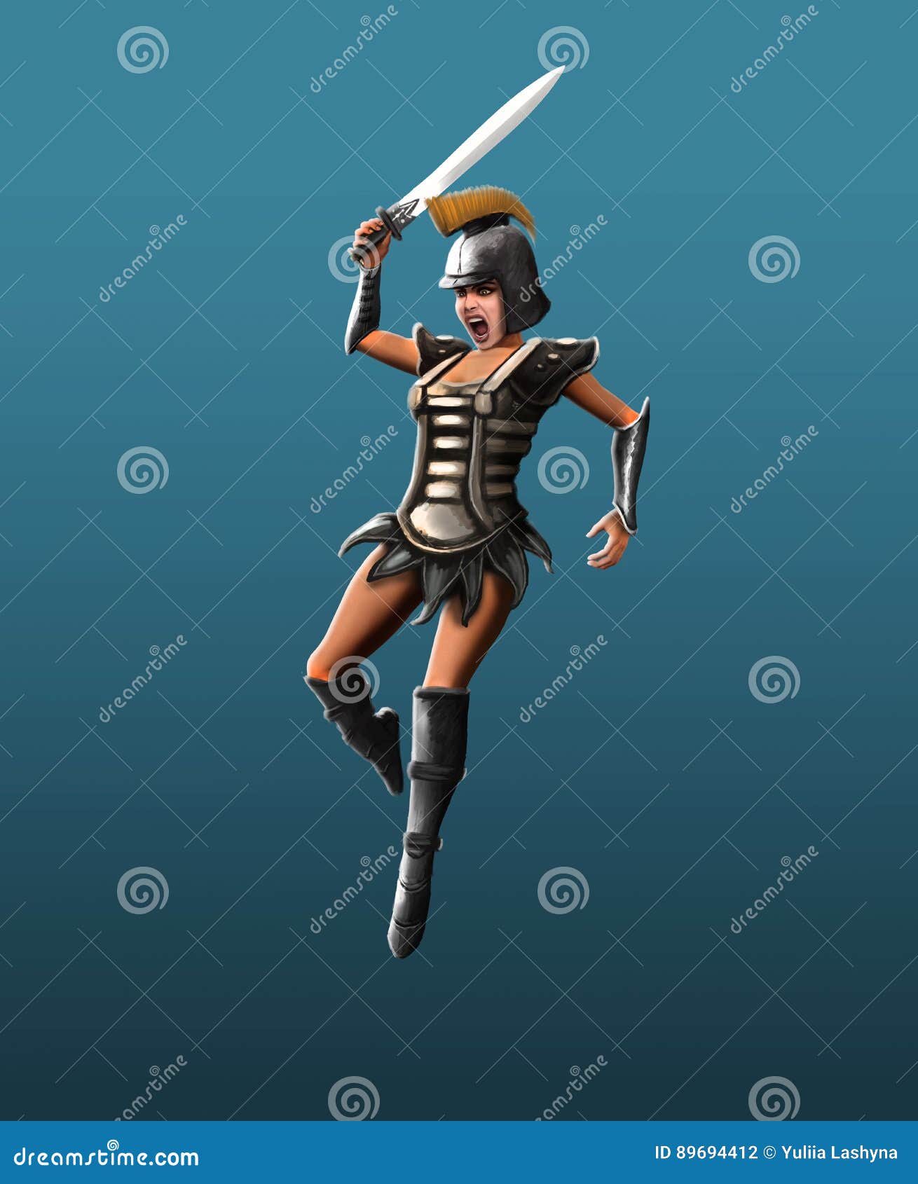 Gladiator Girl, Jab in the Jump Stock Illustration - Illustration of ...