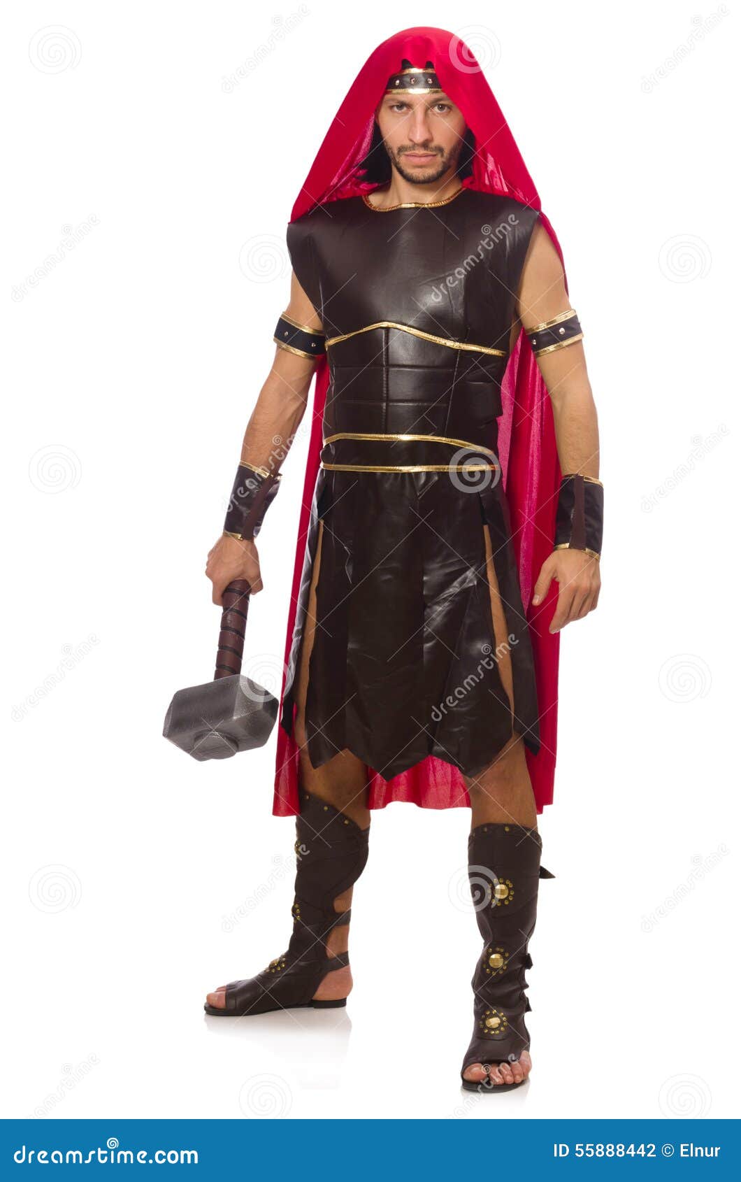 Gladiator with Hammer Isolated on White Stock Photo - Image of ...