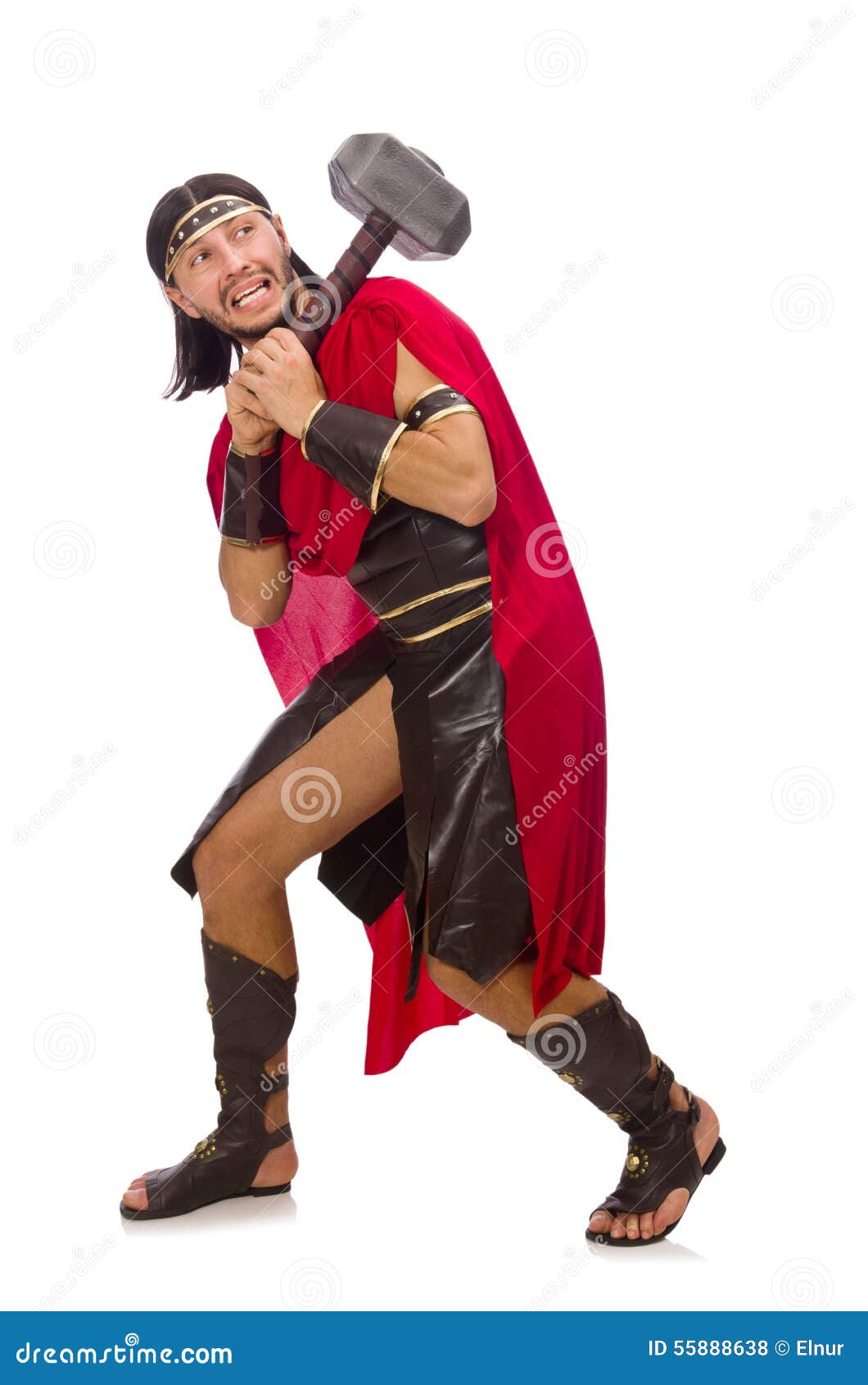 Gladiator with Hammer Isolated on White Stock Photo - Image of athletic ...