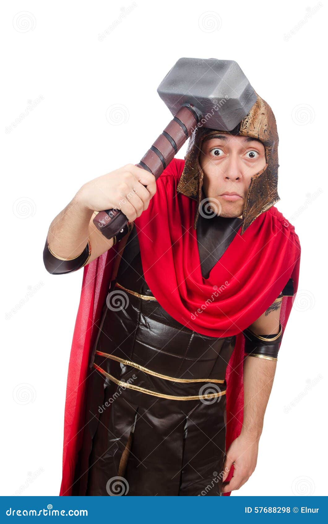 Gladiator with Hammer Isolated on White Stock Photo - Image of comic ...